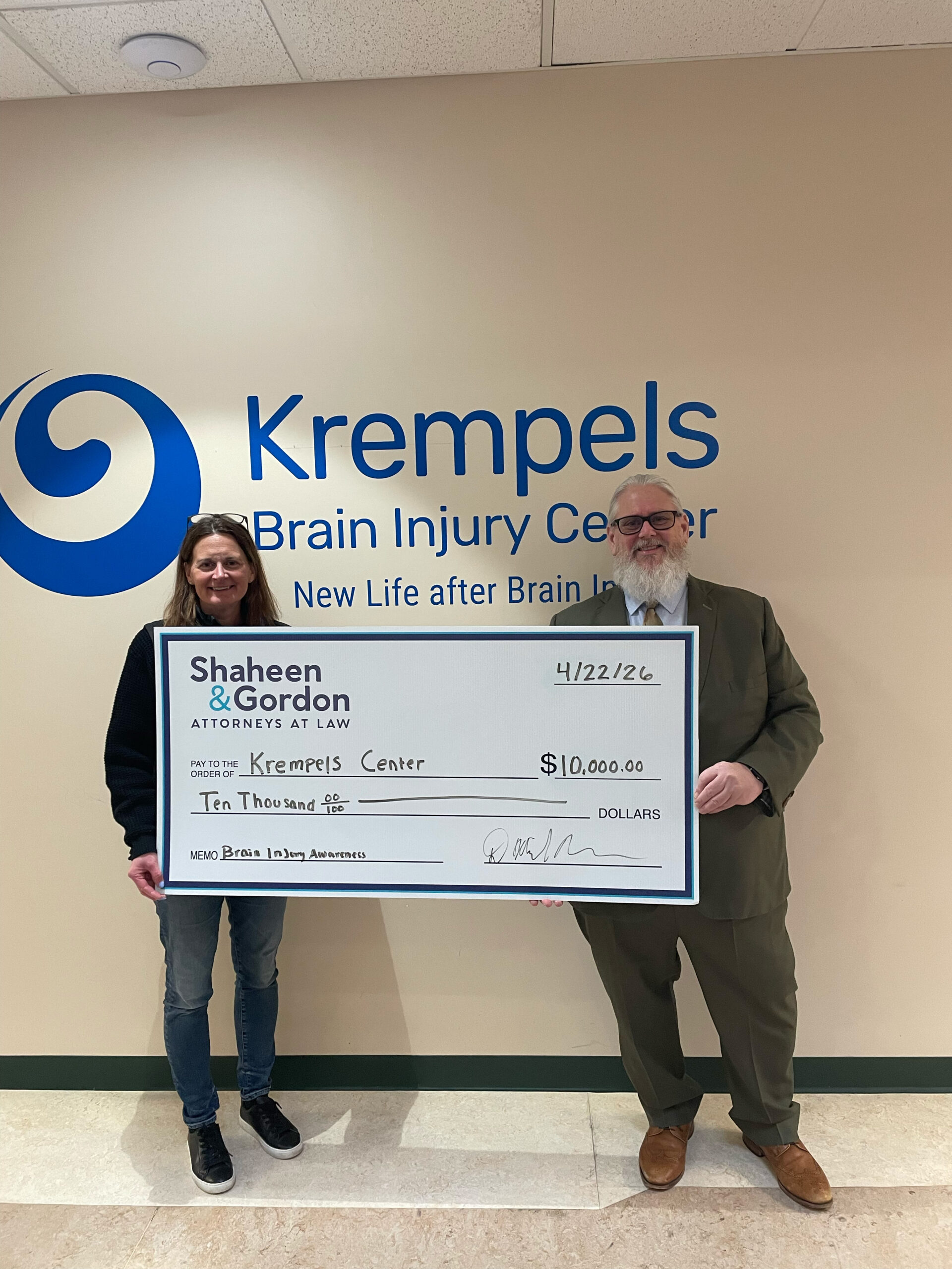 Shaheen & Gordon, P.A. Makes $10,000 Donation to Krempels Brain Injury ...